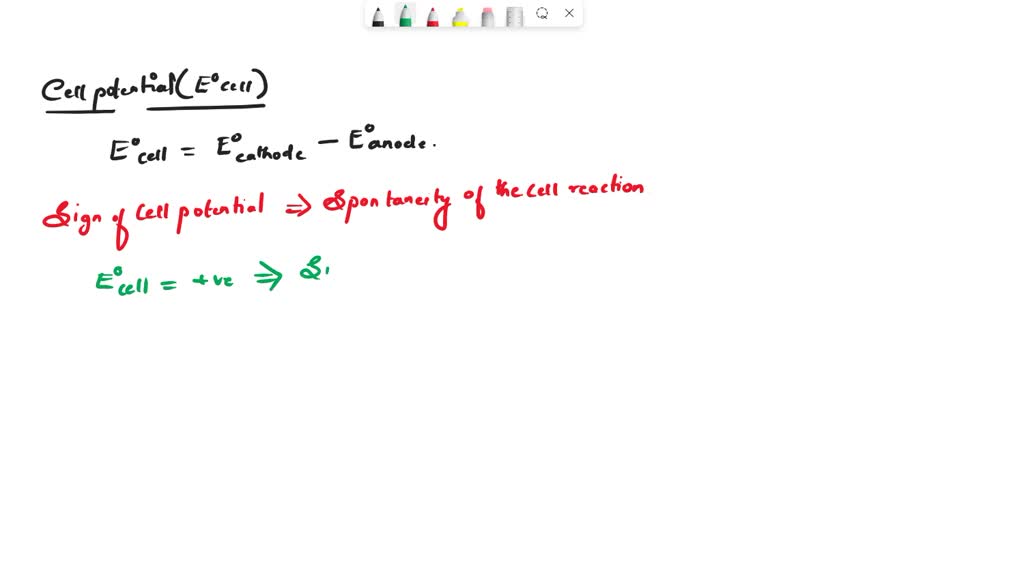 SOLVED: What does a positive cell potential (Ecell) indicate? none The ...