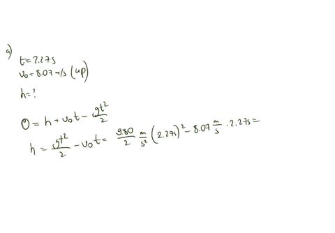 a calculate the height in m of a cliff if it takes 233 s for a rock to hit the ground when it is ...