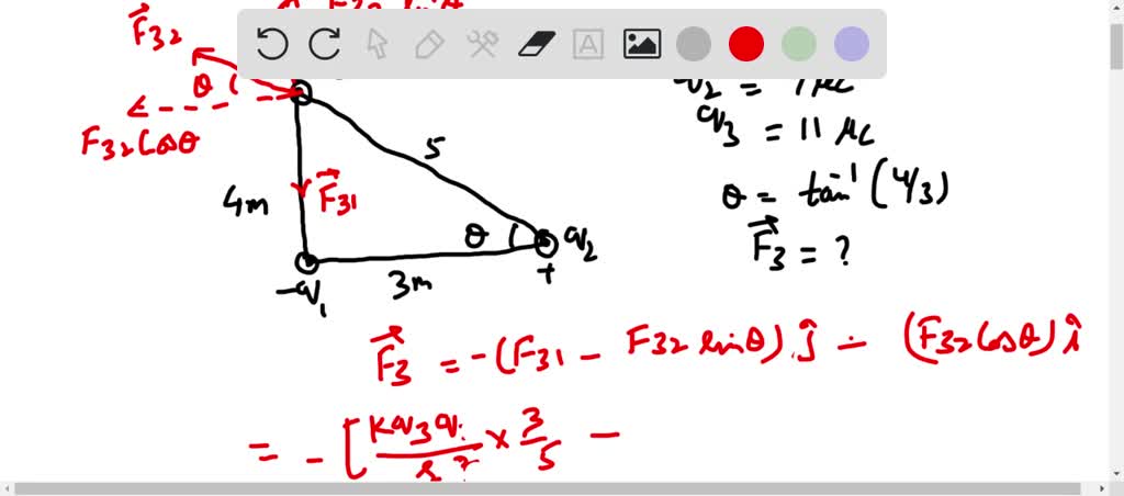 Consider three point charges located at the corners of a right triangle as shown in the figure ...