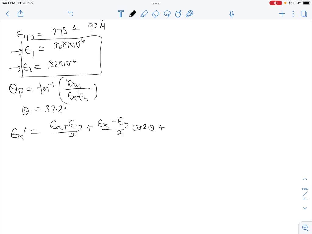 SOLVED: The state of strain at the point on a boom of an hydraulic ...