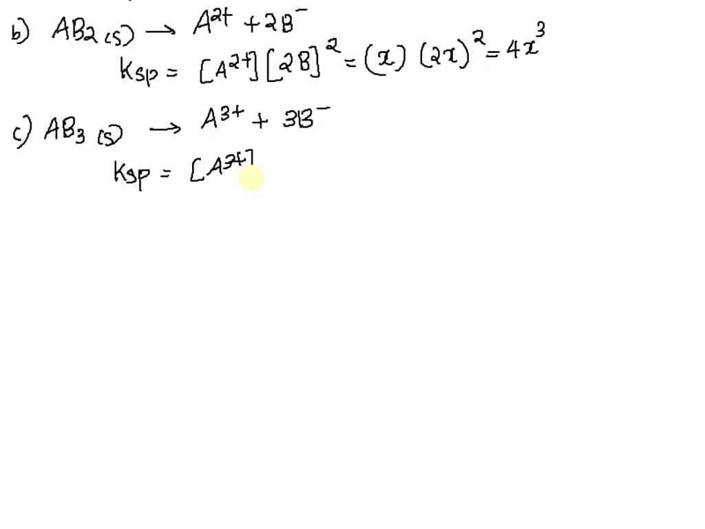 SOLVED: Express 𝐾sp in terms of molar solubility, 𝑥 , for the salts ...
