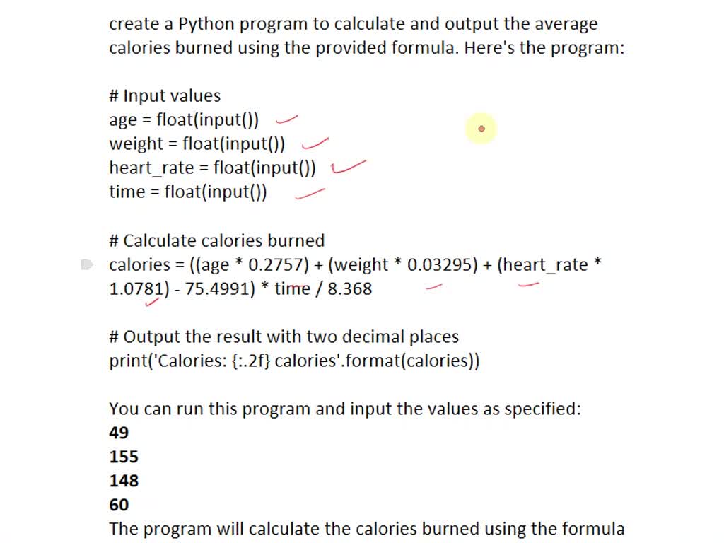 SOLVED: Please answer in C++ 1 5.28 LAB: Expression for calories burned during workout The ...