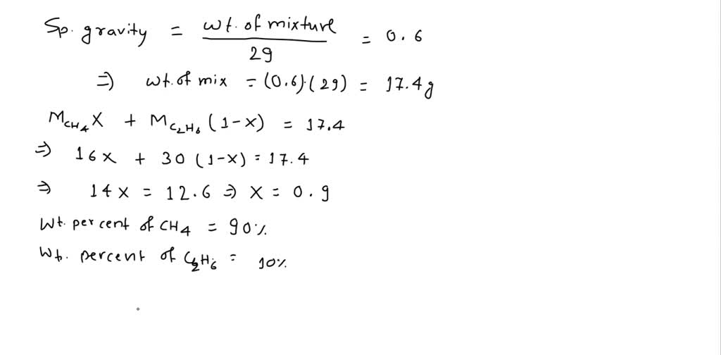 SOLVED: 3. A gas composed of methane and ethane has a specific gravity ...