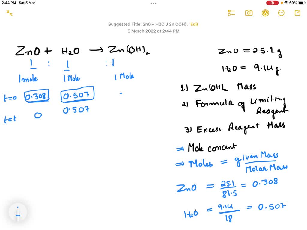 SOLVED: For the following reaction, 23.1 grams of zinc oxide are ...