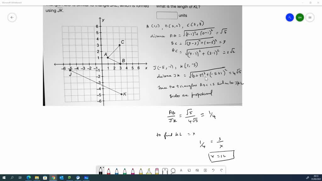 SOLVED: Triangle ABC is similar to triangle JKL, which is formed What ...
