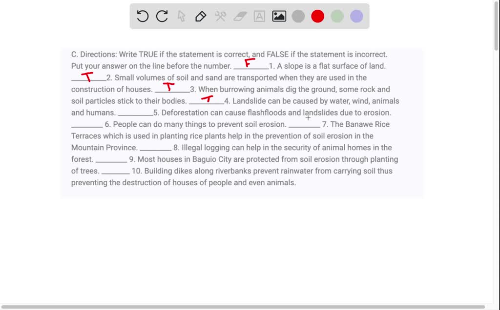 C. Directions: Write TRUE if the statement is correct, and FALSE if the ...