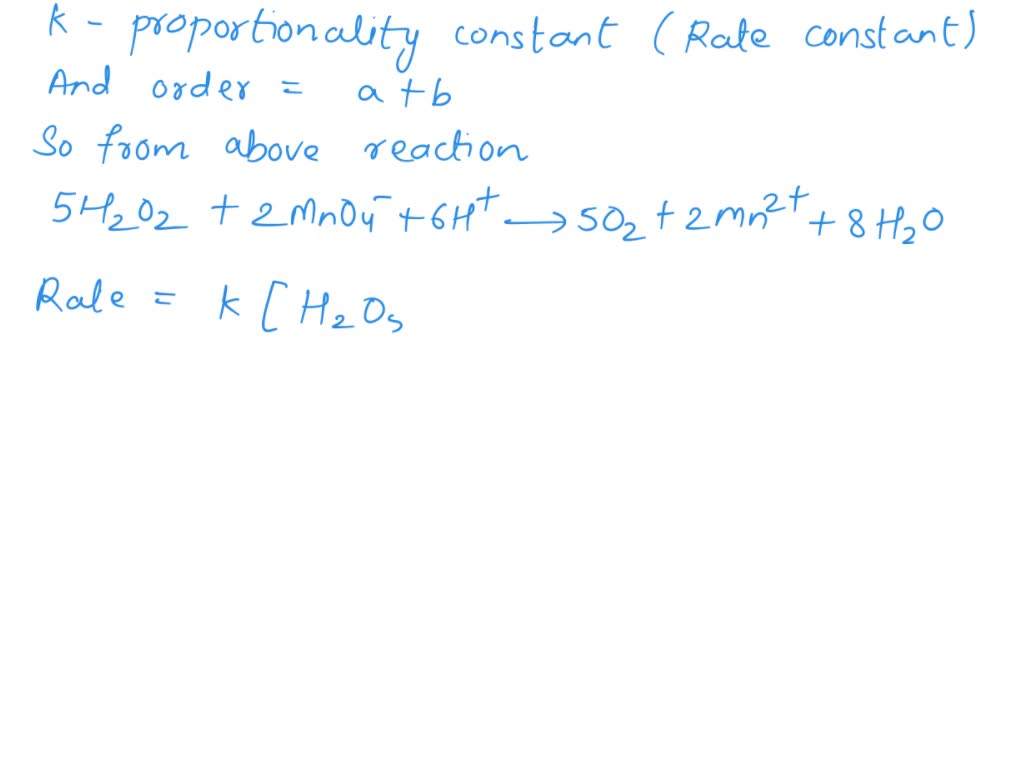 SOLVED: a.) Find a literature value for the order of both H2O2 and ...