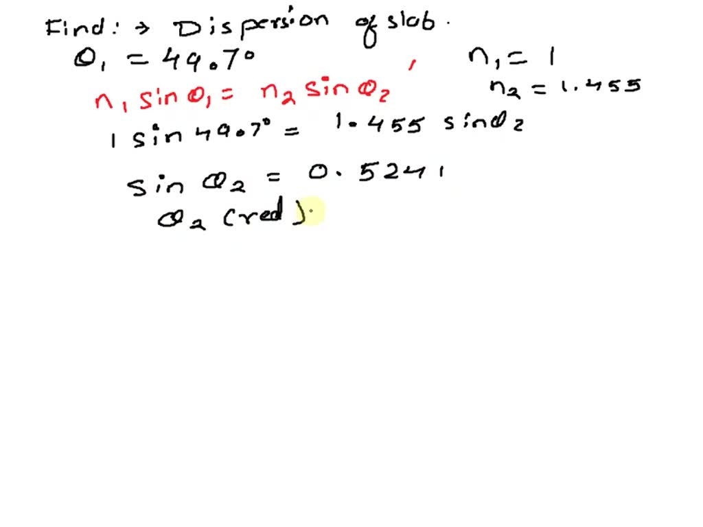 SOLVED: A light beam containing red and violet wavelengths is incident on a slab of quartz at an ...