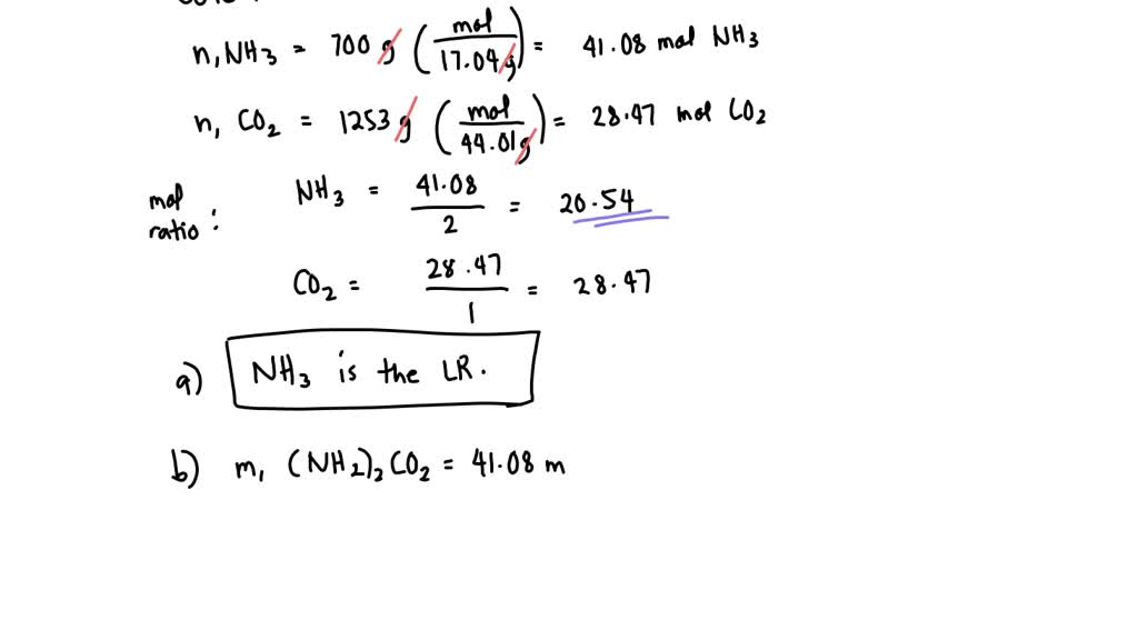 SOLVED: Urea [(NH2)2CO] is prepared by reacting ammonia with carbon dioxide: 2NH3 (g) + CO2 (g ...