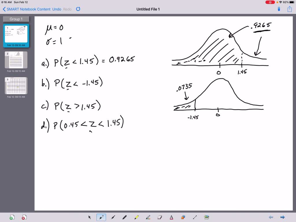 SOLVED: Z is a standard normal random variable (μ = 0, σ = 1). Using the Z-table, estimate: a) P(Z