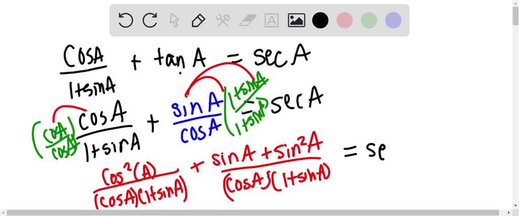 SOLVED: Verify the identity. 1 − sec α cos α ≡ tan α cot α − 1 SOLVED: Verify the identity. 1 − sec α cos α ≡ tan α cot α − 1