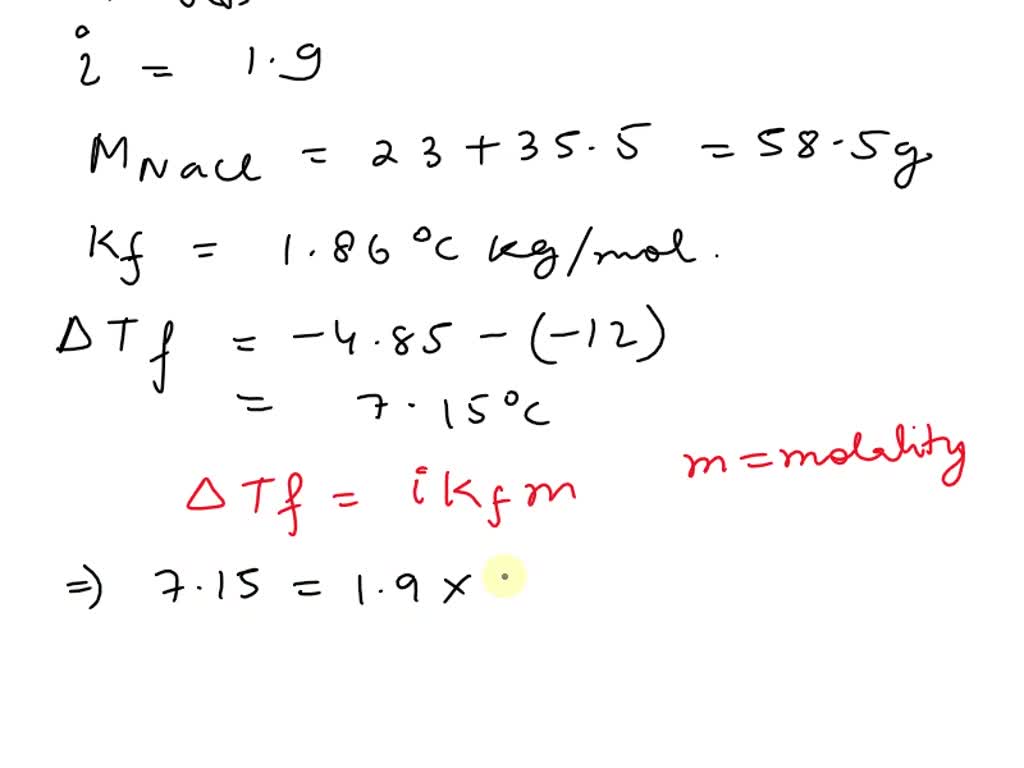 SOLVED: You have an aqueous solution of NaCl that has a freezing point ...