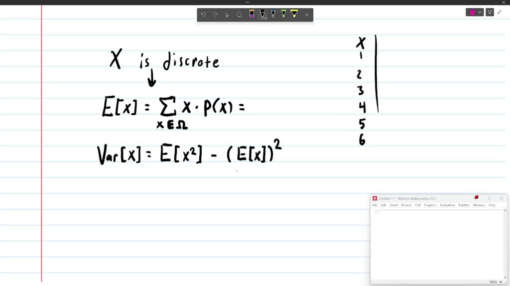 SOLVED: Let X be a random variable representing the roll of a die, with each face equally likely ...