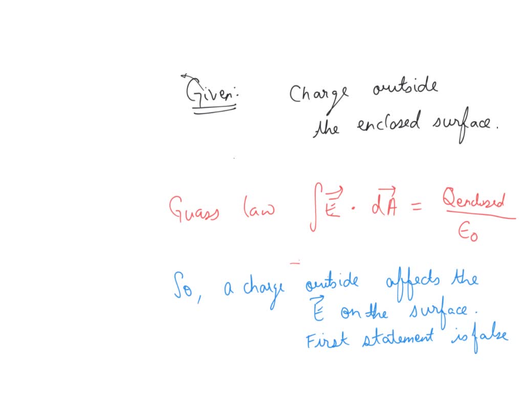 SOLVED: Consider Gauss' law: âˆ®Eâ‹…dA = Qenc/Îµ0 Select any of the ...