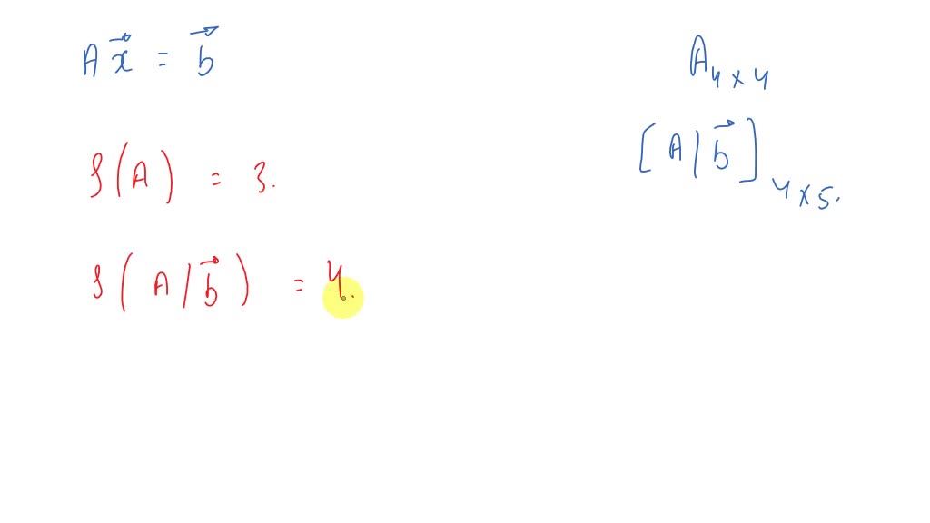 SOLVED: For the linear system Ai=b is a 4x4 matrix with rank and the ...