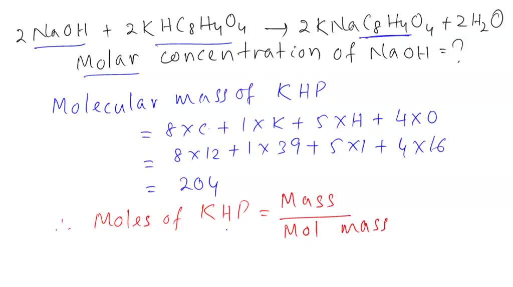 SOLVED: Potassium acid phthalate, KHC8H404, or KHP; is used in many ...
