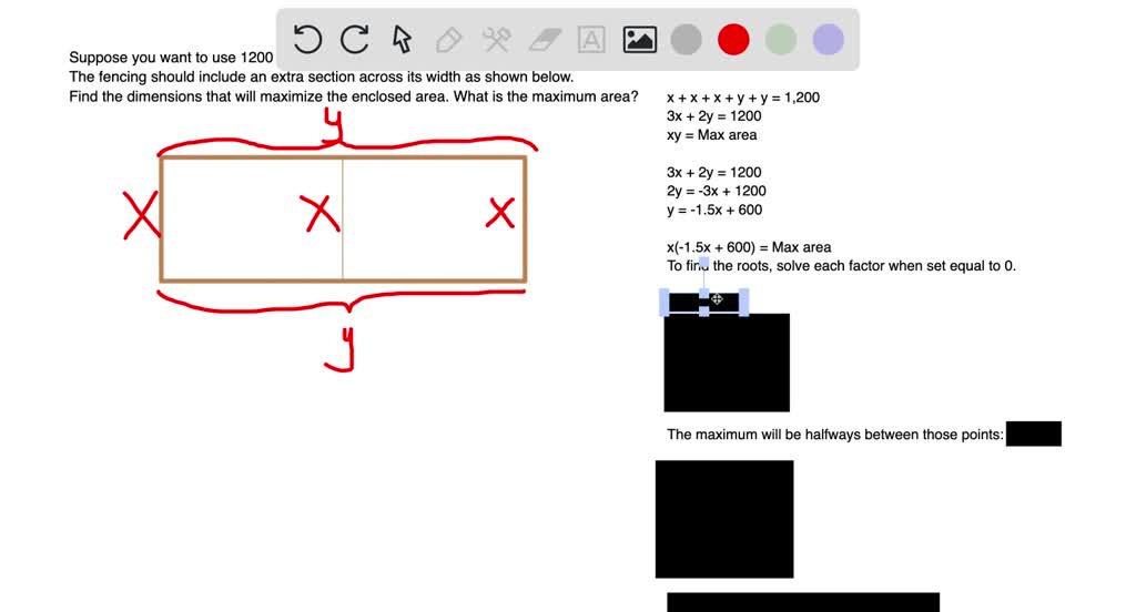 SOLVED: Suppose you want to use 1200 feet of fencing to enclose a rectangular plot of land: The ...