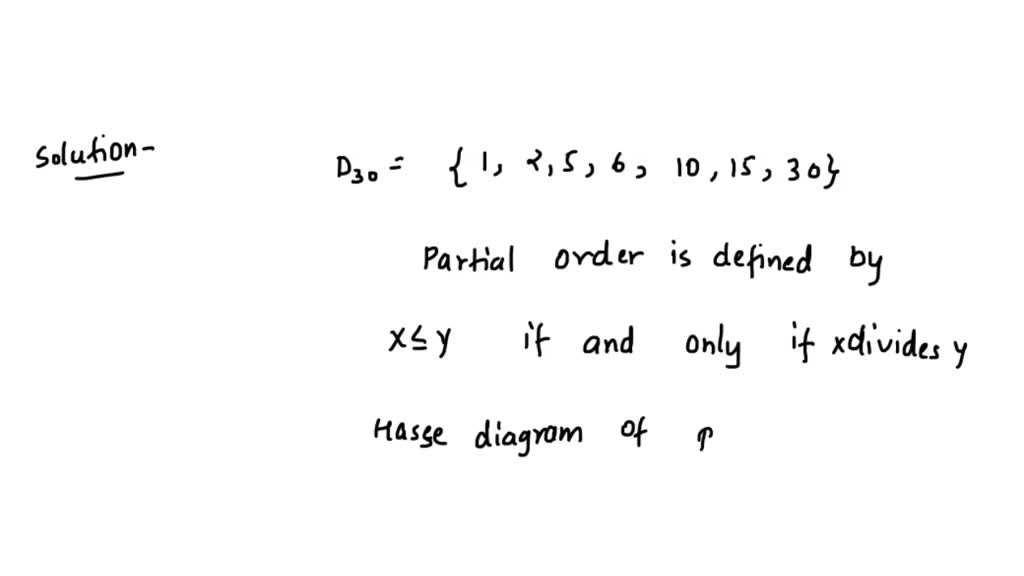 SOLVED: Let B be the set of all positive integer divisors of 30, i.e., B = 1, 2, 3, 5, 6, 10, 15 ...