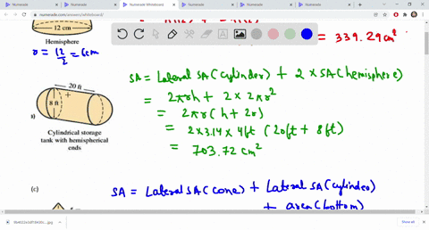 2 25 determine the surface area of the tank which consists...