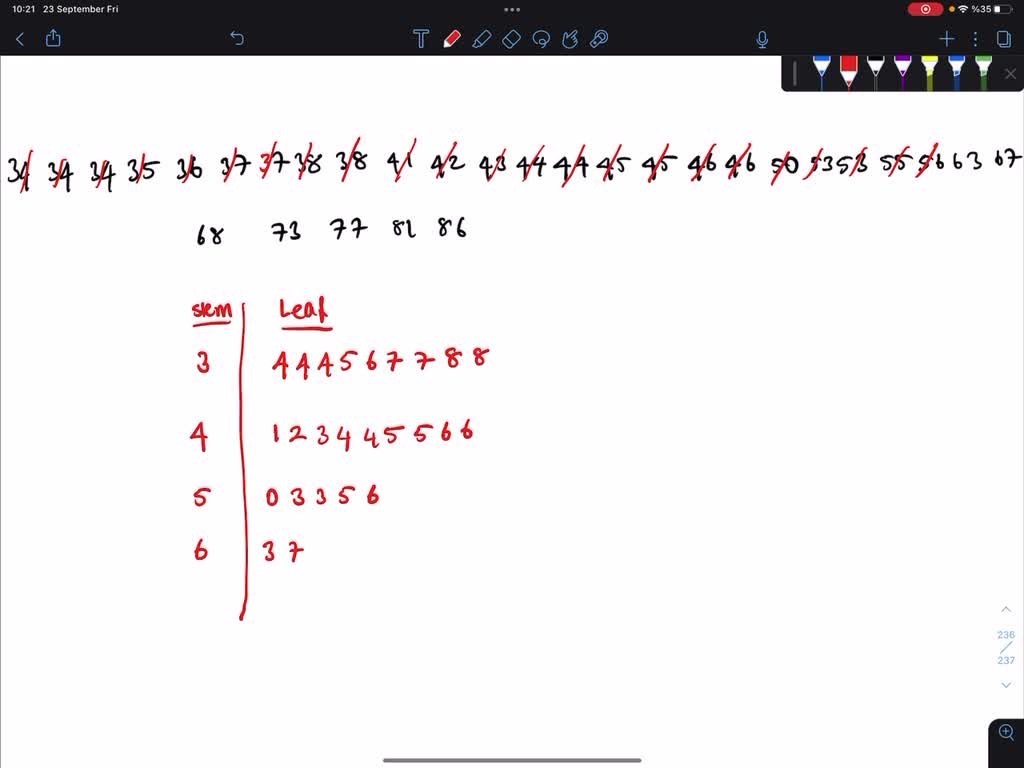 SOLVED: Use a stem-and-leaf plot that has two rows for each stem to ...