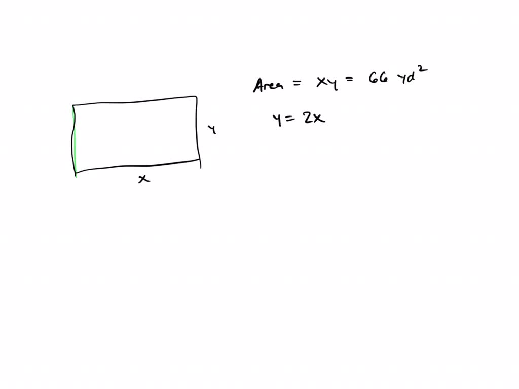 SOLVED: The area of a rectangle is 66yd^2, and the length of the rectangle is more than twice ...