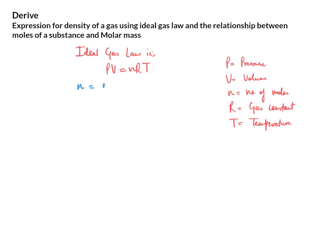 SOLVED: The density of a gas (m/V) can be determined using the ideal ...