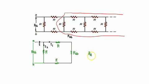 Consider the infinitely long chain of resistors shown below. What is ...