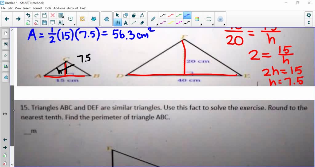 SOLVED: 13. The given triangles are similar triangles. Use this fact to solve the exercise: Find ...