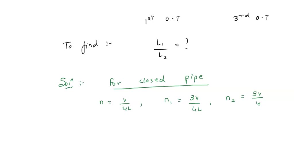 SOLVED: An organ pipe P1 closed at one end vibrating in its first overtone and another pipe P2 ...