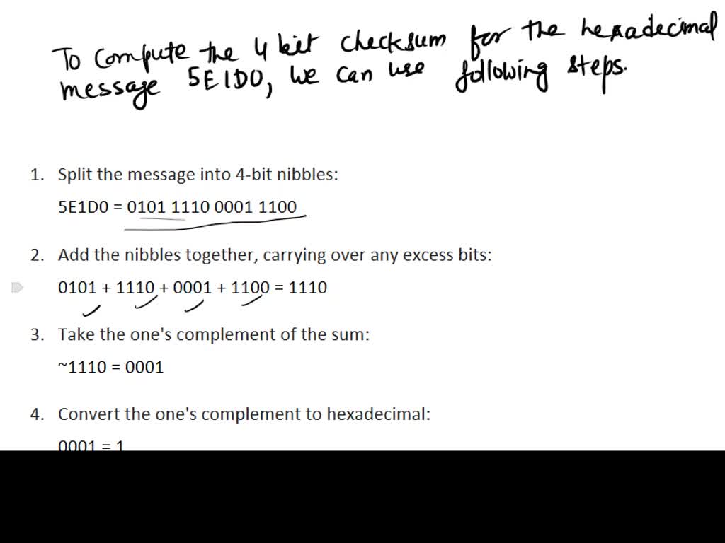 Solved Calculate The 4 Bit Checksum For The Following Numbers 6210153 Show Steps And Give 