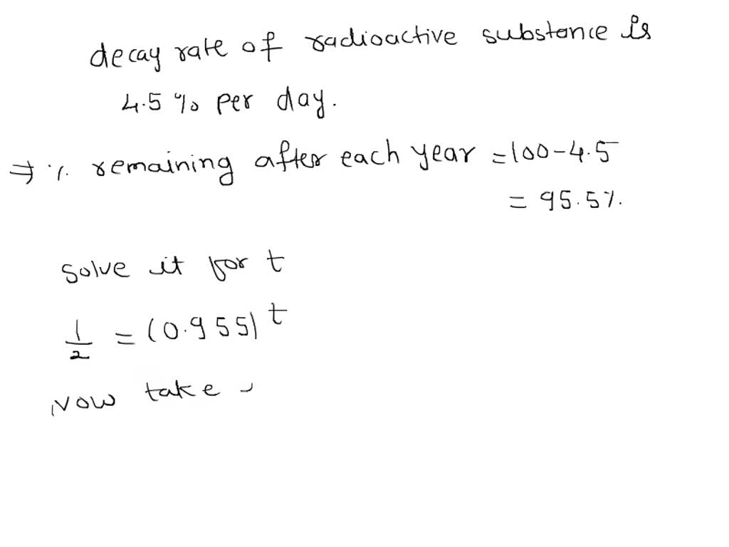 SOLVED: Question 16 Solve the problem: A radioactive substance has a ...