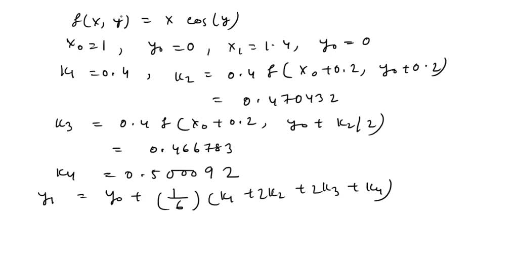 Solved Use The Runge Kutta Method Of Order 4 To Calculate Y1 And Y2 To 6 Decimal Places For