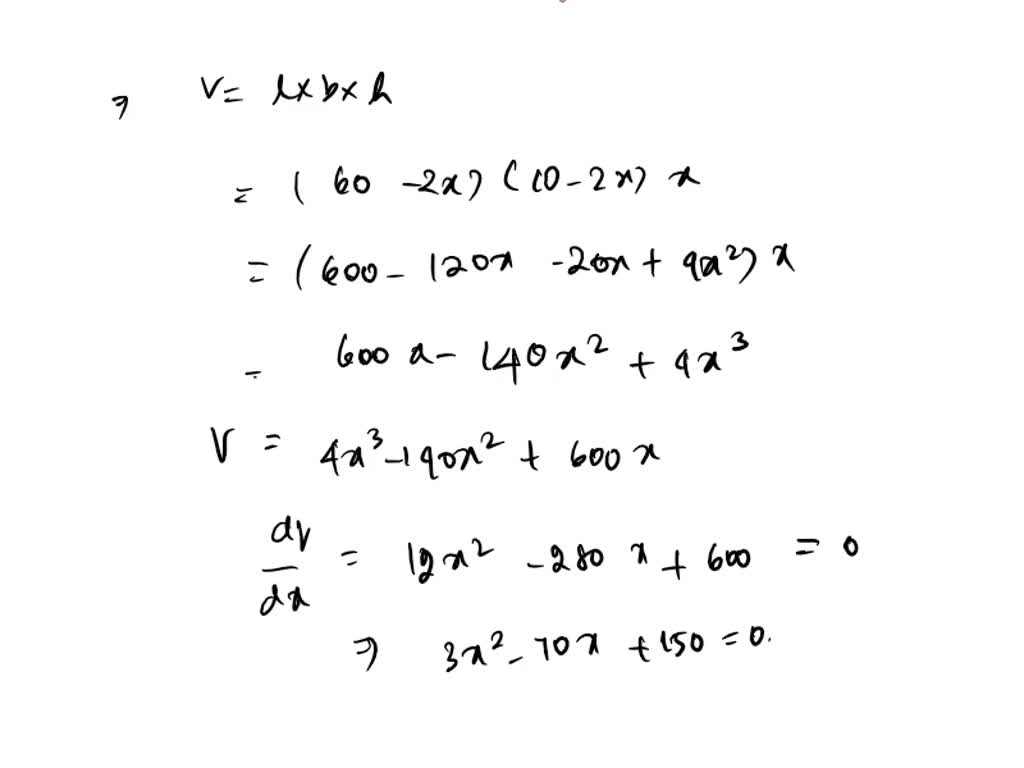 what is the maximum volume you can get for an open box constructed by removing squares of size x ...