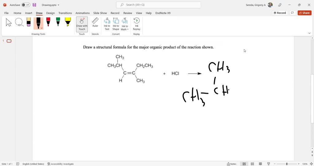 SOLVED: Draw a structural formula for the major organic product of the ...