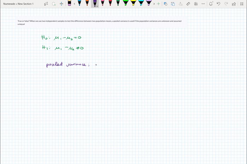 Solved True Or False In The Context Of The Pooled T Test For Two