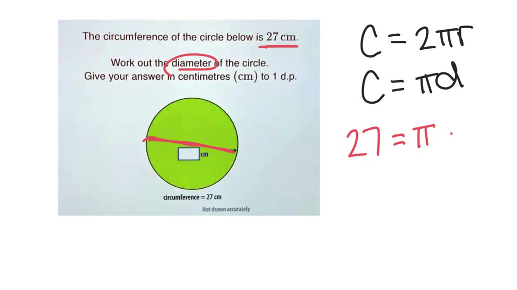 The circumference of the circle below is 27 cm. Work out the diameter ...