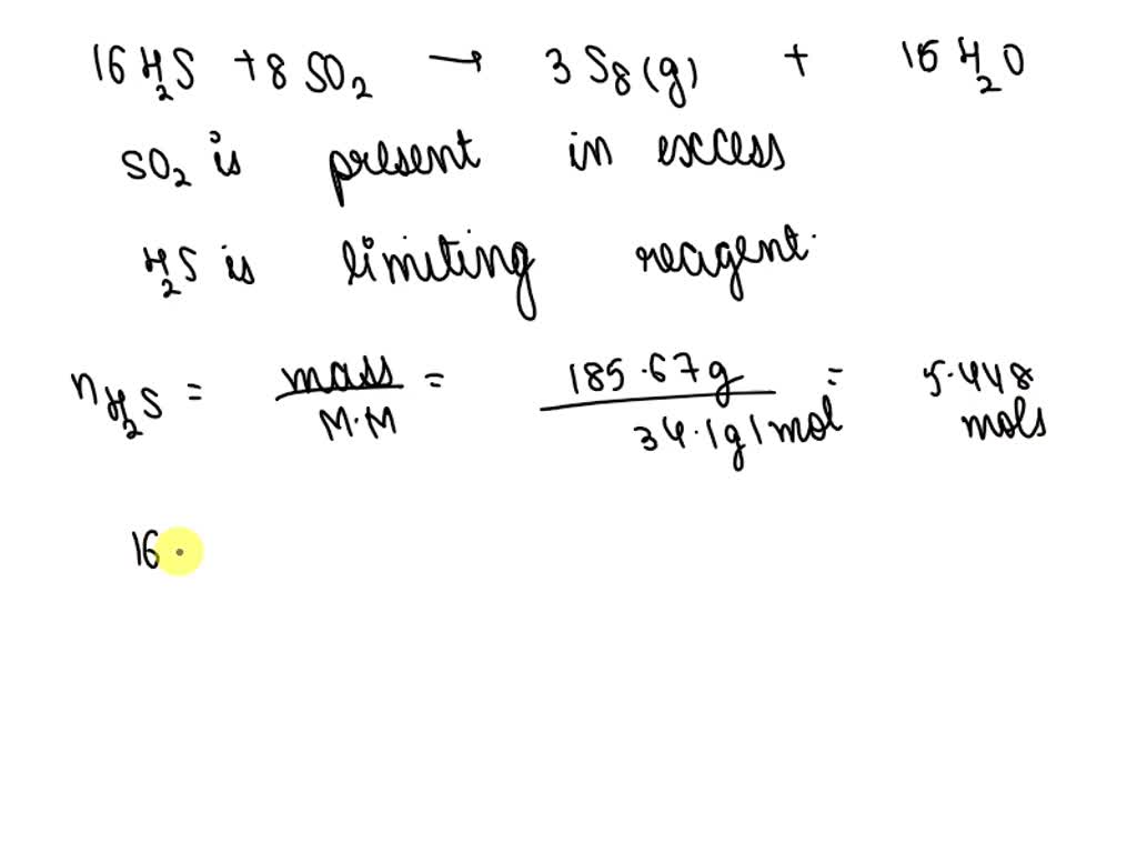 SOLVED: Elemental sulfur (S8) is formed during volcanic eruptions from ...