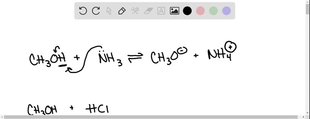 SOLVED: Write an equation showing CH3OH reacting as an acid with NH3 ...