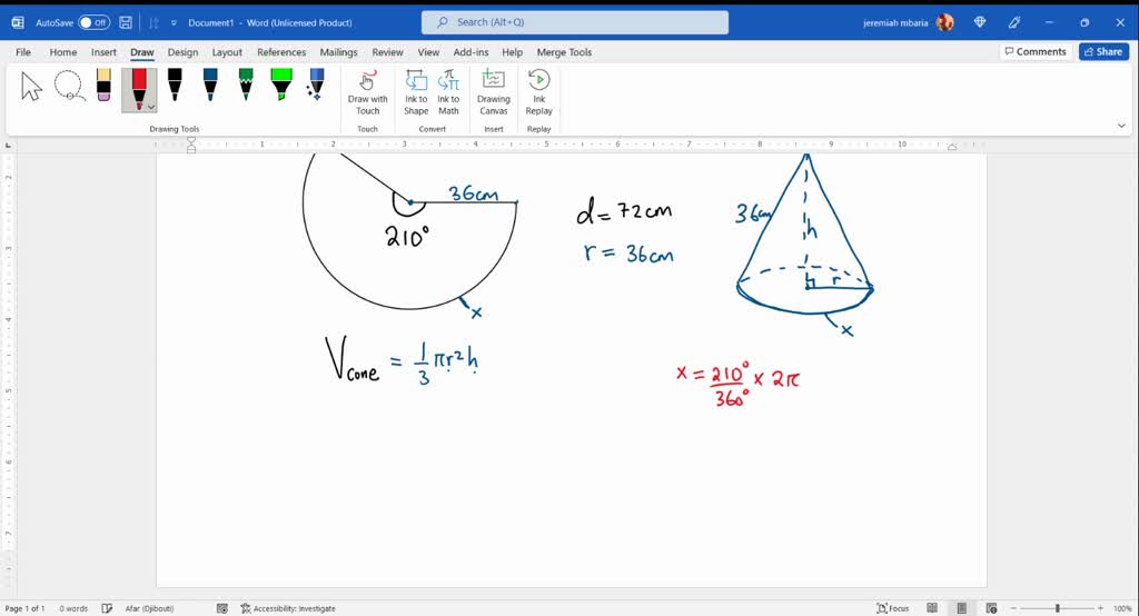 SOLVED: A central angle of 210 and diameter of 72 cm. Find the volume ...