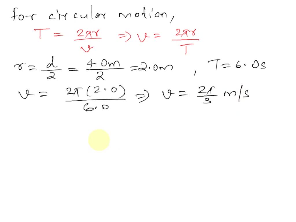 An object moving at a constant speed requires 6.0 s to go once around a circle with a diameter ...
