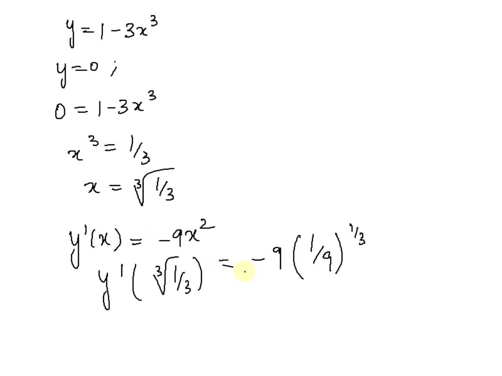 The acute angle that the curve y = 1 – 3x 3 cut the x-axis is