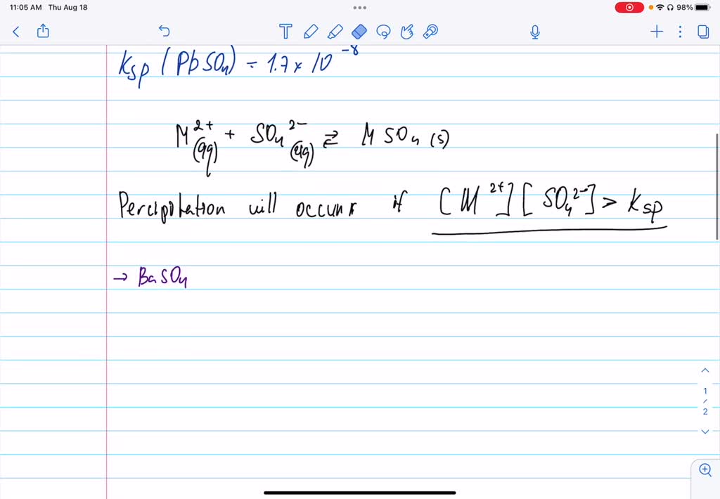SOLVED: Solid sodium sulfate, Na2SO4, is added slowly to a solution that is 1.0 x 10-4 in both ...
