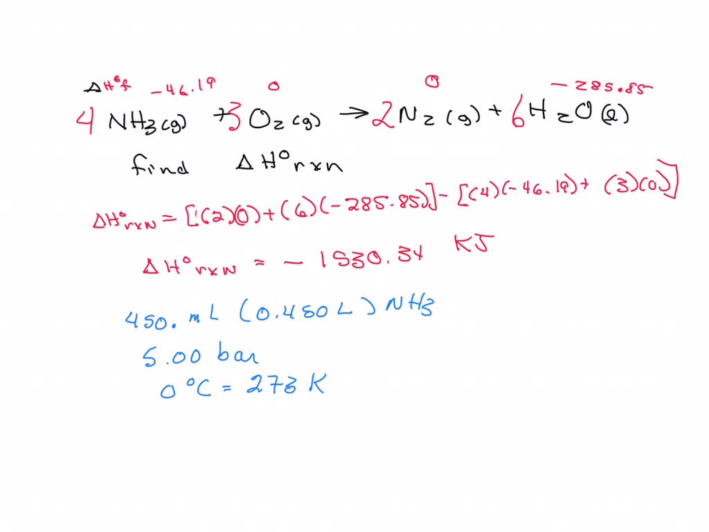 SOLVED: The combustion of ammonia gas produces nitrogen gas and water ...