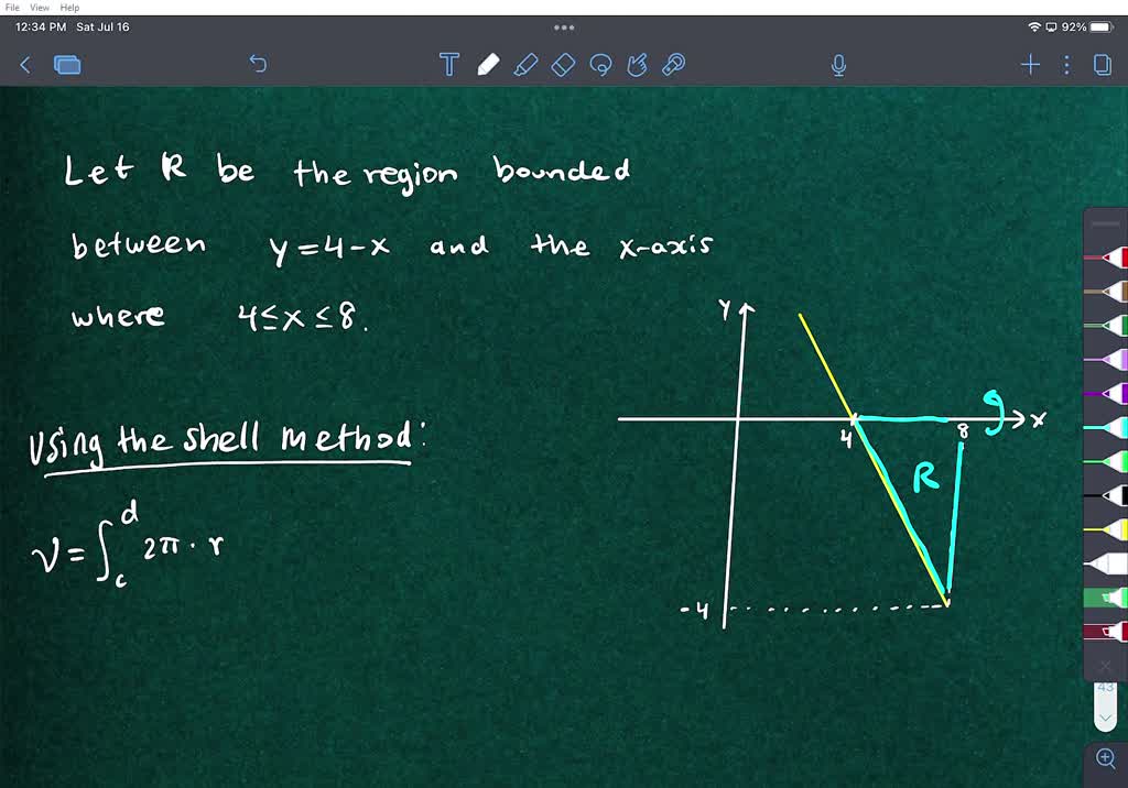 SOLVED: Use the shell method to write and evaluate the definite ...