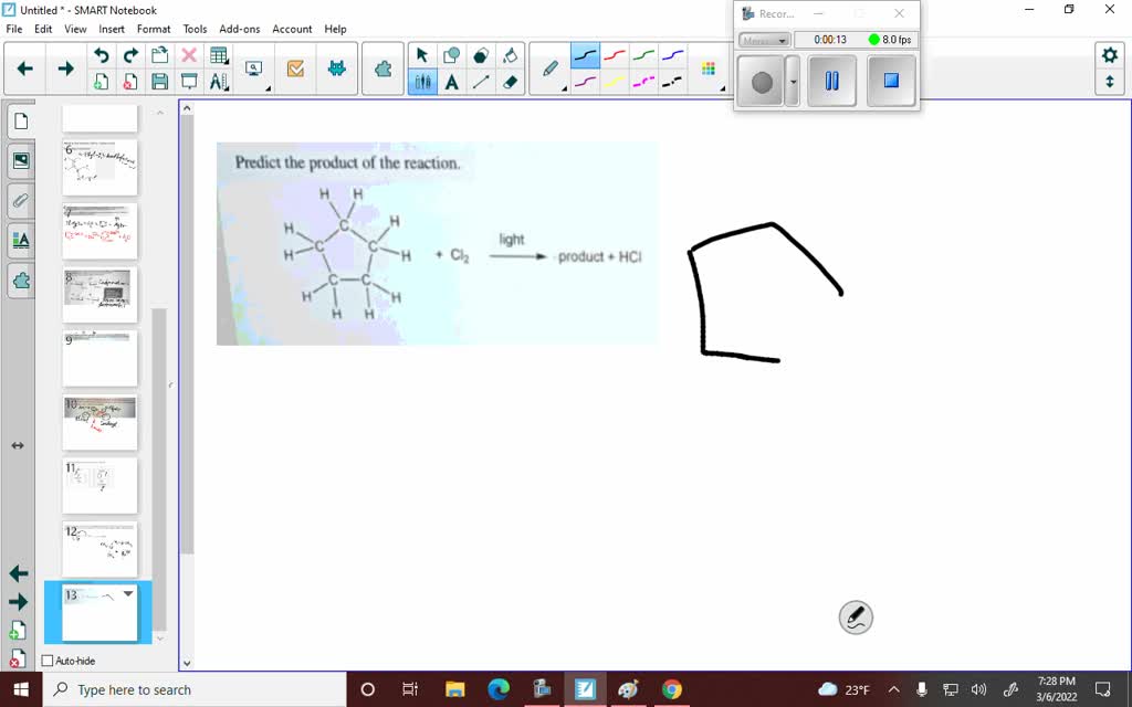SOLVED: Predict the product of the reaction Jight Clz product HCI ...