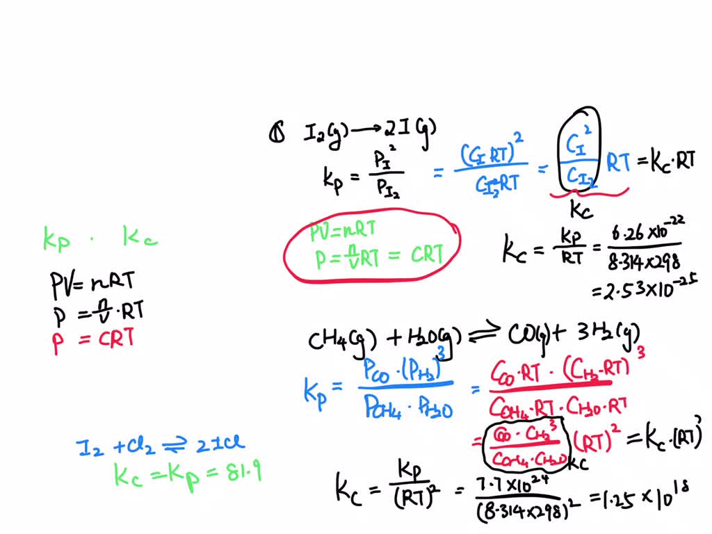 SOLVED: Calculate Kc for the reaction below. I2(g) â‡Œ 2I(g) Kp = 6.26 ...