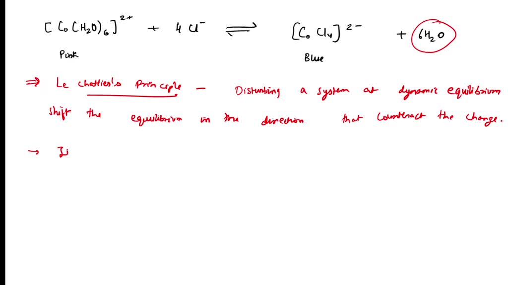 SOLVED: Consider the following cobalt complex ion equilibrium results from dissolving cobalt (II ...