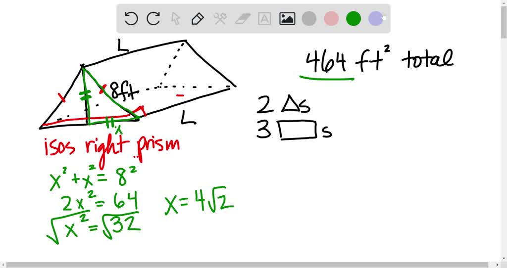 SOLVED: A large tent in the shape of an isosceles right triangular ...