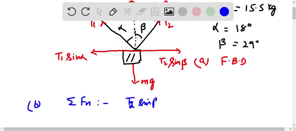 SOLVED: A block having a mass of m = 19 kg is suspended via two cables as shown in the figure ...