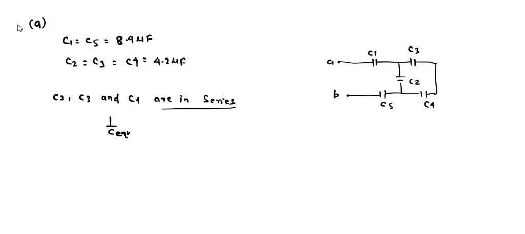 SOLVED: a) Determine the equivalent capacitance for the capacitor network shown in Figure 4 (5 ...